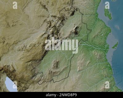 Morogoro, region of Tanzania. Colored elevation map with lakes and ...