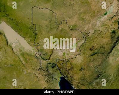 Mbeya, region of Tanzania. Low resolution satellite map. Locations and ...
