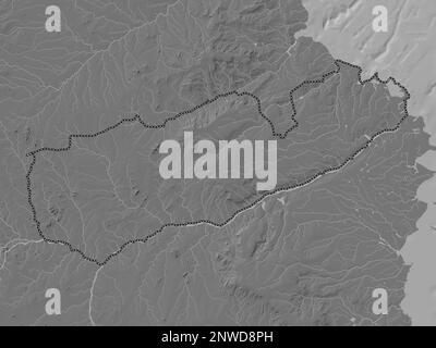 Mtwara, region of Tanzania. Bilevel elevation map with lakes and rivers ...