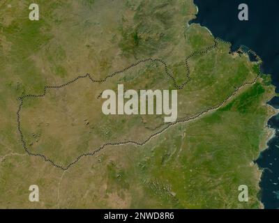 Mtwara, region of Tanzania. Low resolution satellite map. Locations and ...