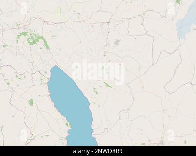Shape of Njombe, region of Tanzania, with its capital isolated on white ...