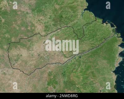 Mtwara, region of Tanzania. High resolution satellite map. Locations ...