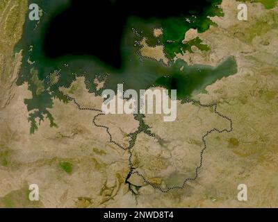 Mwanza, region of Tanzania. Low resolution satellite map. Locations and ...