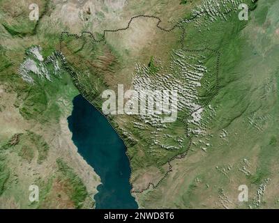 Njombe, region of Tanzania. High resolution satellite map. Locations of ...