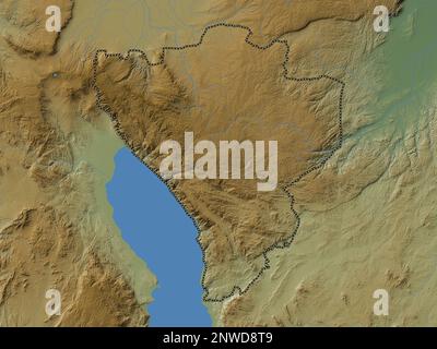 Njombe, region of Tanzania. Elevation map colored in sepia tones with ...