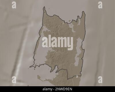 Pemba North, region of Tanzania. Colored elevation map with lakes and ...