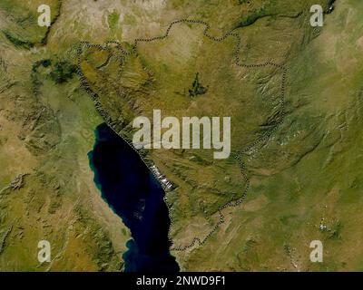 Shape of Njombe, region of Tanzania, with its capital isolated on a ...