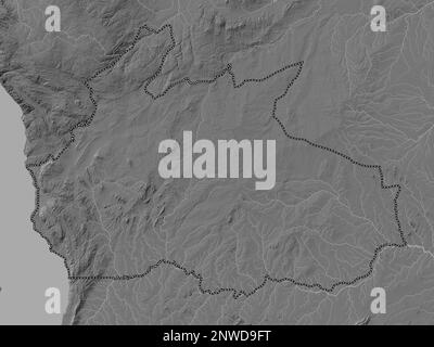Ruvuma, region of Tanzania. Bilevel elevation map with lakes and rivers ...