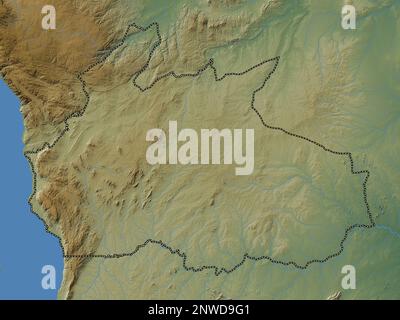 Ruvuma, region of Tanzania. Elevation map colored in wiki style with ...