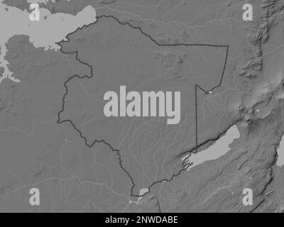 Simiyu, region of Tanzania. Bilevel elevation map with lakes and rivers ...