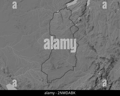 Singida, region of Tanzania. Bilevel elevation map with lakes and ...