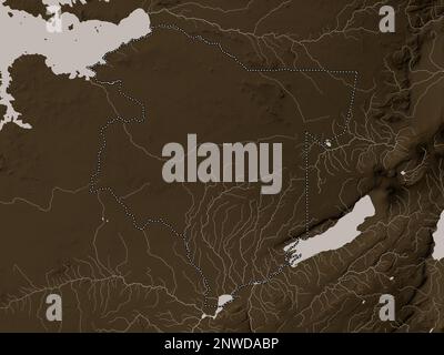 Simiyu, region of Tanzania. Elevation map colored in wiki style with ...