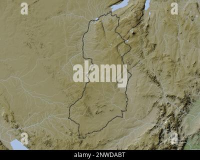 Singida, region of Tanzania. Colored elevation map with lakes and ...