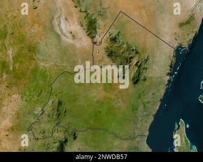 Tanga, region of Tanzania. Low resolution satellite map. Locations and ...