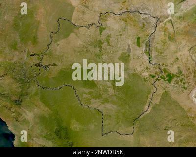 Tabora, region of Tanzania. Low resolution satellite map. Corner ...