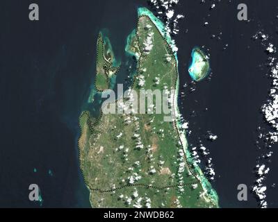 Zanzibar North, region of Tanzania. Low resolution satellite map ...