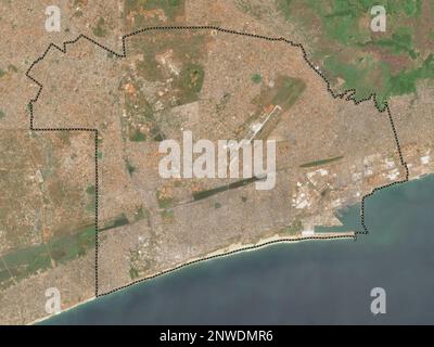 Lome, capital city of Togo. Low resolution satellite map. Locations of ...