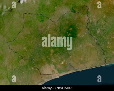 Maritime, region of Togo. Low resolution satellite map. Locations and ...