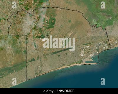 Lome, capital city of Togo. High resolution satellite map. Corner ...
