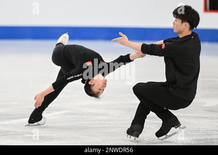 Yixi YANG & Shunyang DENG (CHN), during Junior Pairs Short Program, at ...