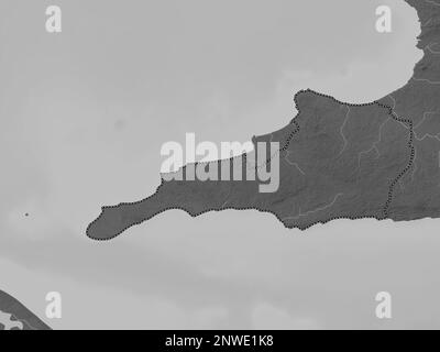 Siparia, region of Trinidad and Tobago. Grayscale elevation map with ...