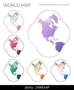 Low poly map of the world. Modified Stereographic Alaska projection ...