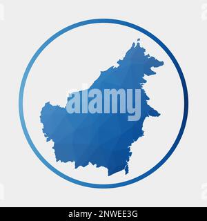 Borneo icon. Vector polygonal map of the island. Borneo icon in ...