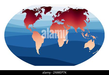 World Map. Winkel tripel projection. Futuristic world illustration for ...