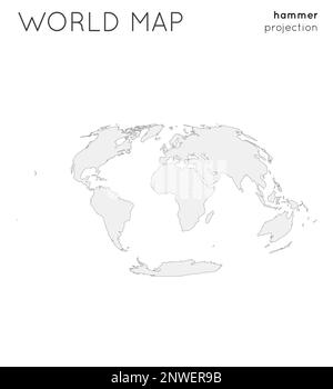 Map of The World. Hammer projection. Globe with latitude and longitude ...