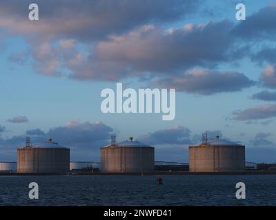 LNG import terminal Tanks for liquid natural gas in the seaport of Rotterdam, Maasvlakte ...