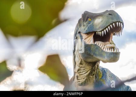 Scary Tyrannosaurus Rex or T-Rex photography with a blurry foreground ...