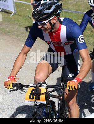 Cole Paton, of Durango, Colorado, at the UCI Mountain Bike World Cup ...