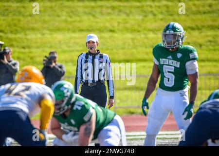YPSILANTI, MI - OCTOBER 13: Referee Amanda Sauer waits on the field ...