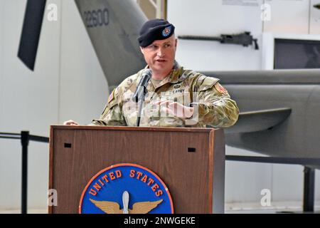 Command Sgt. Maj. Michael W. Narvid address the audience following his ...