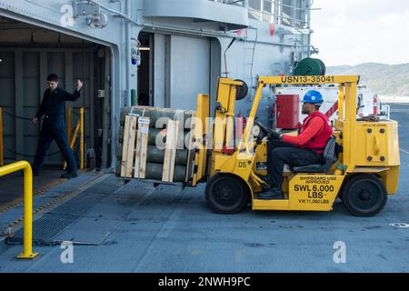 SASEBO HARBOR, Japan (Jan. 9, 2023) Aviation Ordnanceman Airman Shakeem ...