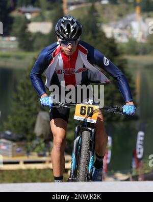 Cole Paton, of Durango, Colorado, at the UCI Mountain Bike World Cup ...