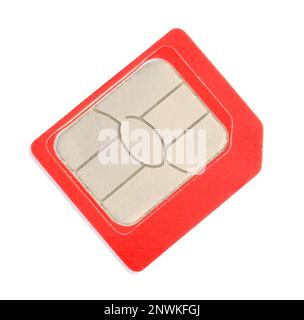 New red SIM card isolated on white Stock Photo - Alamy