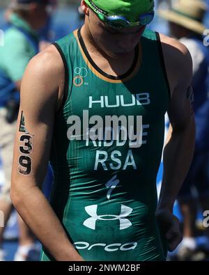Jamie Riddle, of South Africa, at the Triathlon World Championship 2019 ...