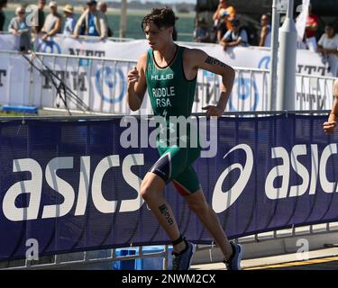 Jamie Riddle, of South Africa, at the Triathlon World Championship 2019 ...