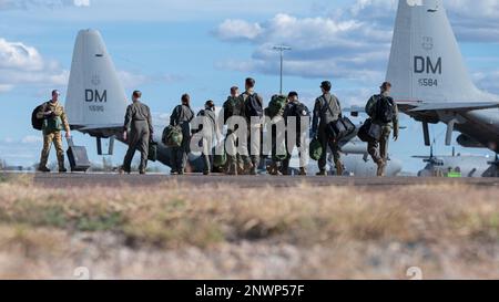 Aircrew from the 43rd Electronic Combat Squadron perform pre-flight ...