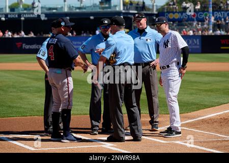 New York Yankees coach Tanner Swanson (76) during the lineup exchange ...