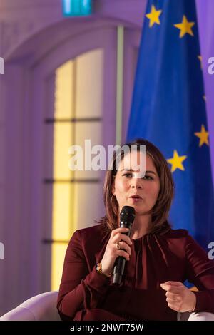 German Foreign Minister Annalena Baerbock talks during a press ...
