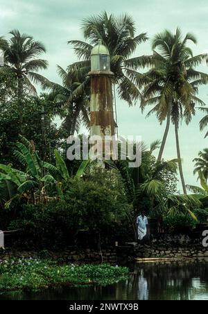 The century old light house put up at Pallom Pazhukkanila backwaters is ...
