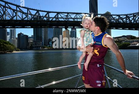 Brisbane Lions new co-captain’s Lachie Neale is seen with daughter ...