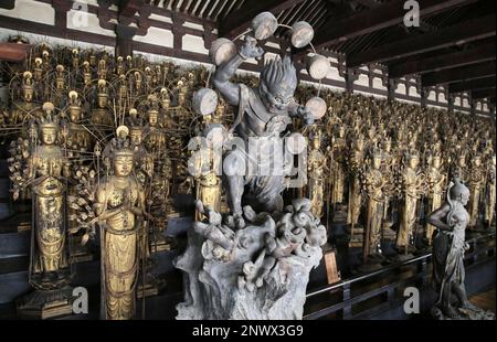 A photo shows the unveiled stature of Raijin (god of thunder) moved to ...