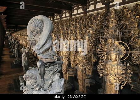 A photo shows the unveiled stature of Raijin (god of thunder) moved to ...