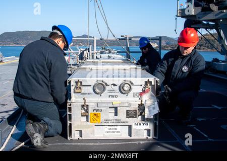 SASEBO HARBOR, Japan (Jan. 9, 2023) Aviation Ordnanceman Airman Shakeem ...