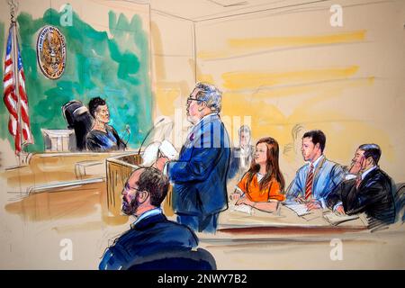 This courtroom sketch, from left, depicts Madison County prosecutor Rob ...