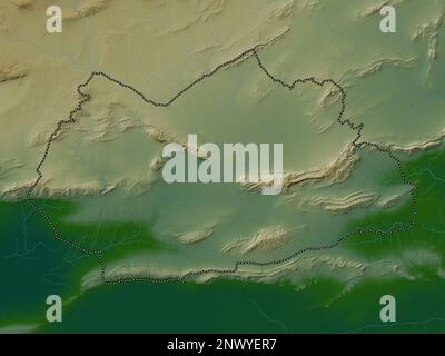 Gafsa, governorate of Tunisia. Elevation map colored in sepia tones ...