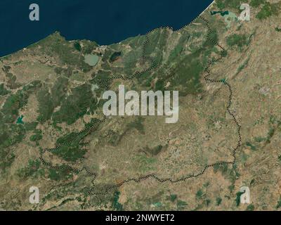 Jendouba, governorate of Tunisia. High resolution satellite map. Corner ...